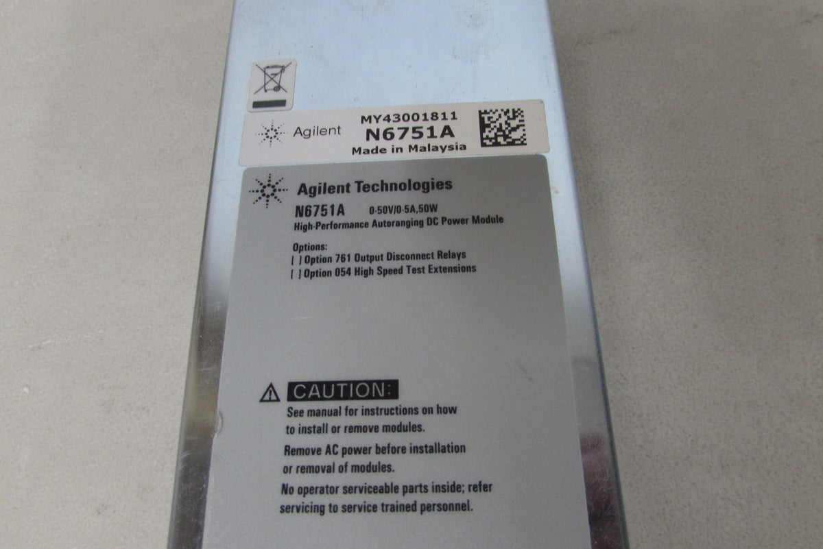Keysight Agilent N6751A Hi Performance Autoranging DC Power Module, 50 ...